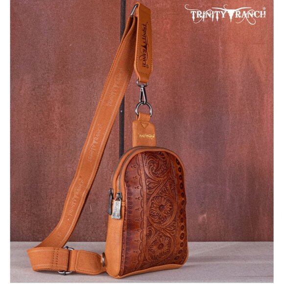 TRINITY RANCH | Bags | New Trinity Ranch Floral Tooled Collection Sling ...